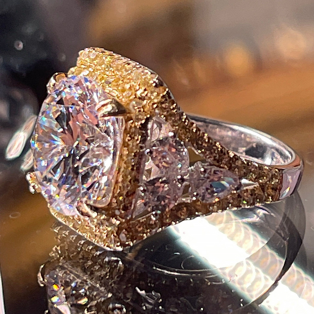 Custom Round Center Stone Engagement Ring With Vintage-Inspired ...